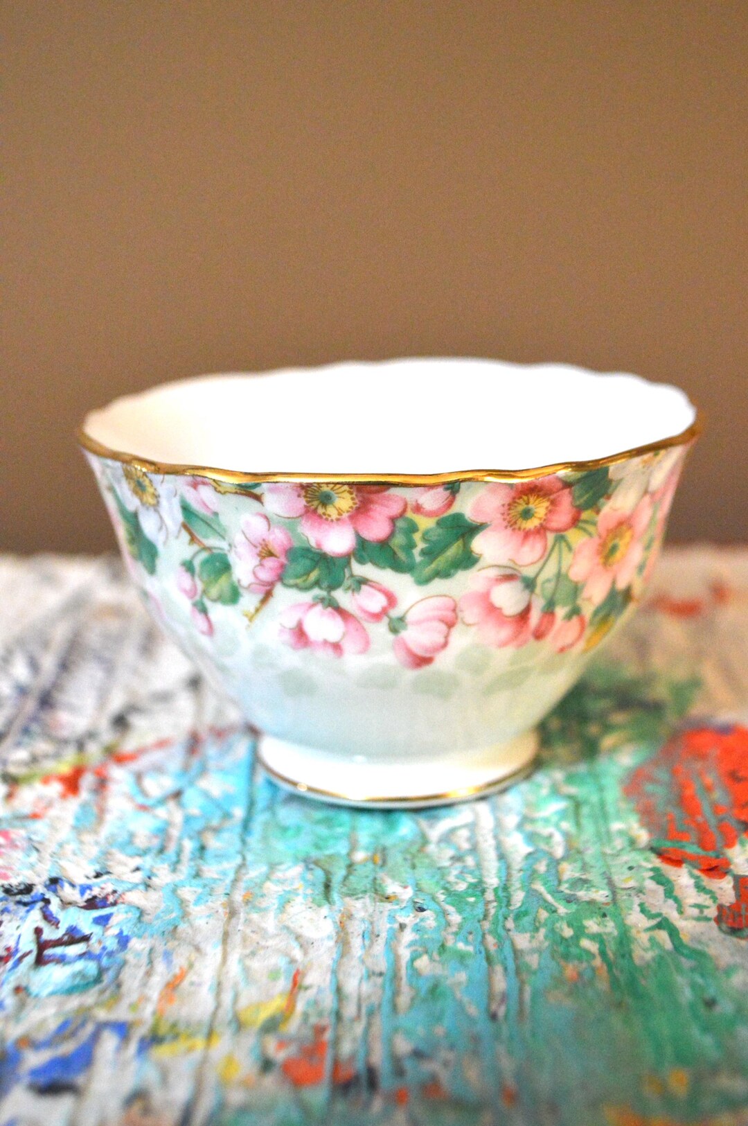 Vintage Crown Staffordshire Maytime Bone China Bowl - Etsy