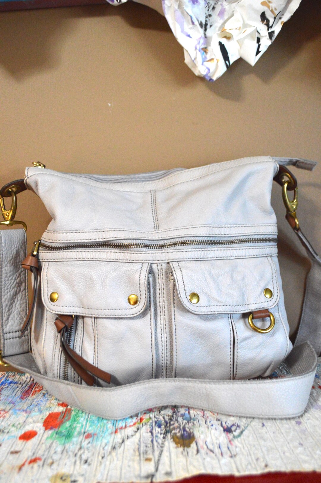 Fossil Dove Gray Morgan Traveler Crossbody Bag - Etsy