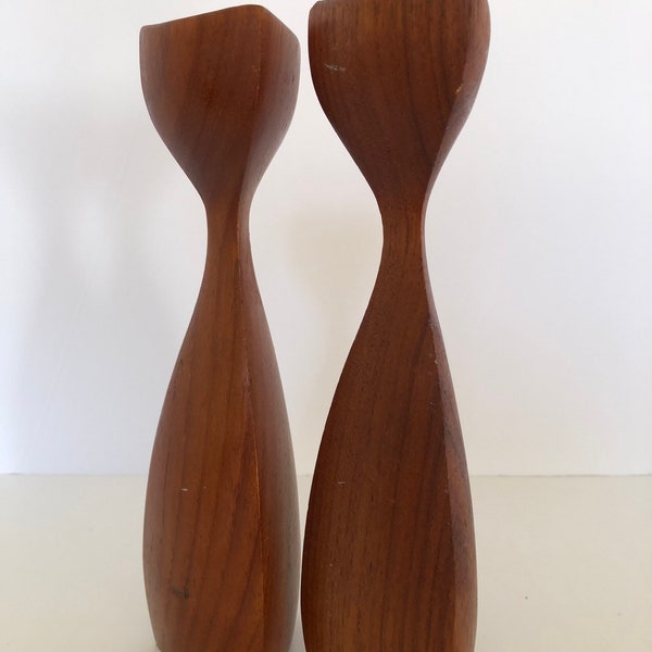 Teak Candlesticks - Etsy