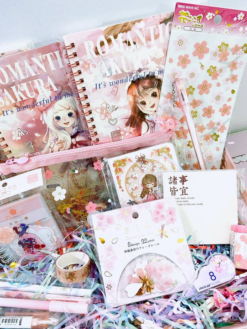 Cherry Blossom Kawaii Girl Stationery Bundle - Etsy