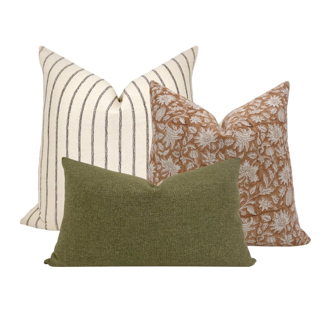 PILLOW COMBO Set of Three Pillow Covers Cream With Black - Etsy