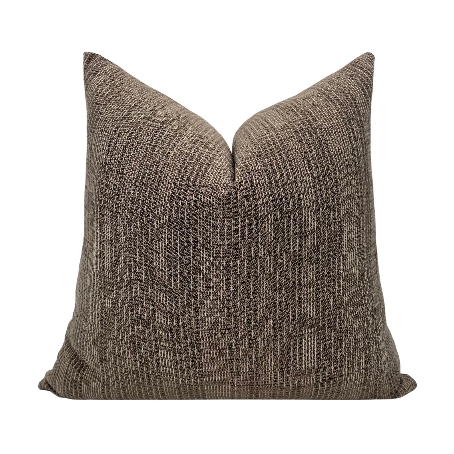 ASHER Dark Brown Striped Pillow Cover, Earthy Brown Neutral Pillow ...