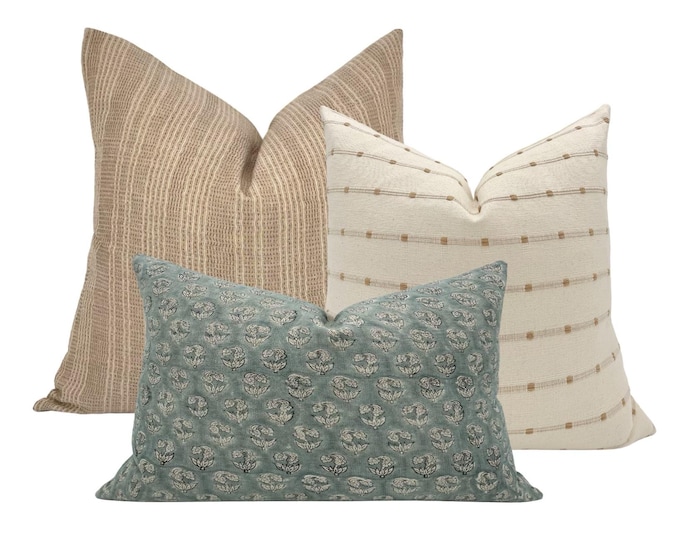 PILLOW COMBO || Set of Three Designer Pillow Covers, Brown Stripes ...