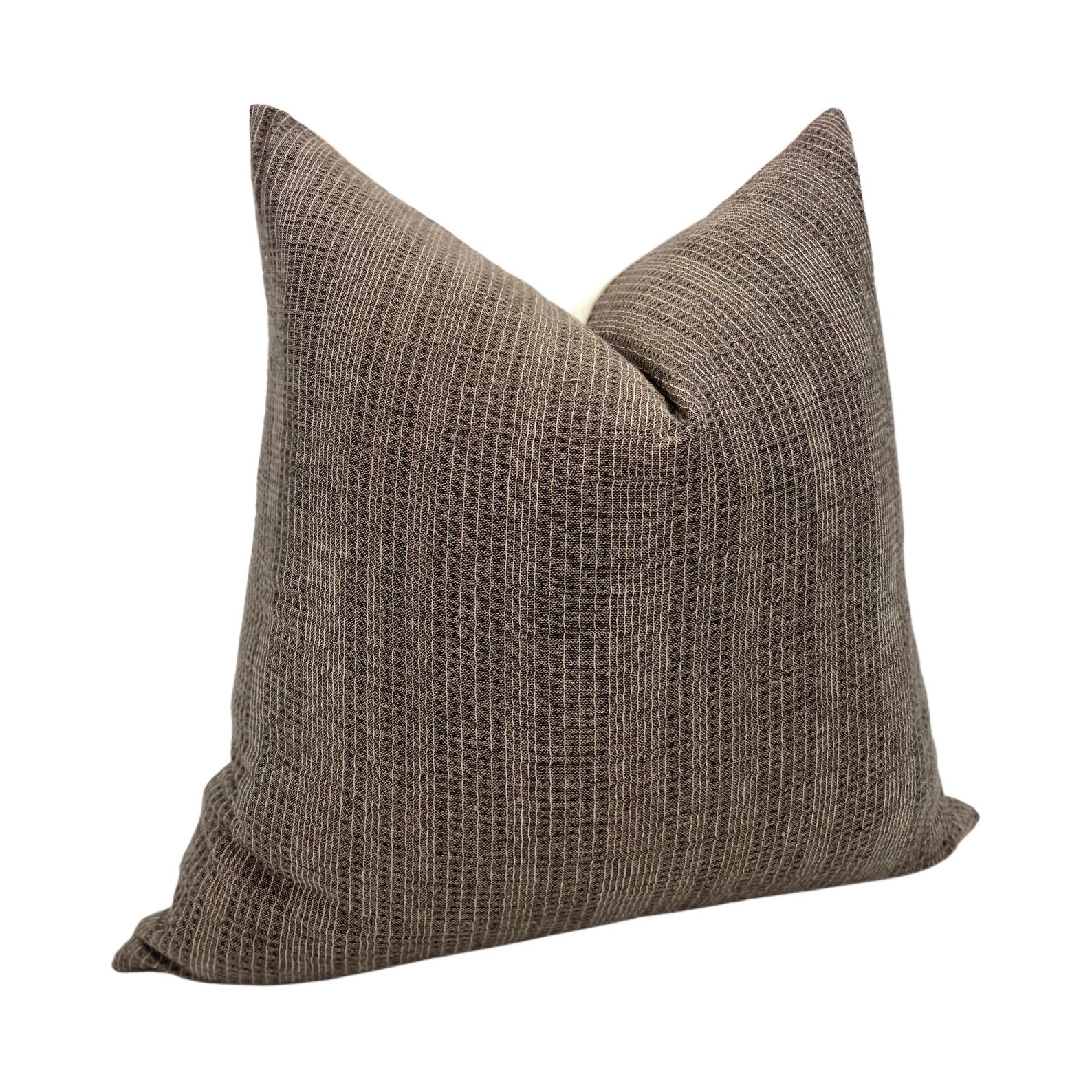 ASHER Dark Brown Striped Pillow Cover, Earthy Brown Neutral Pillow ...