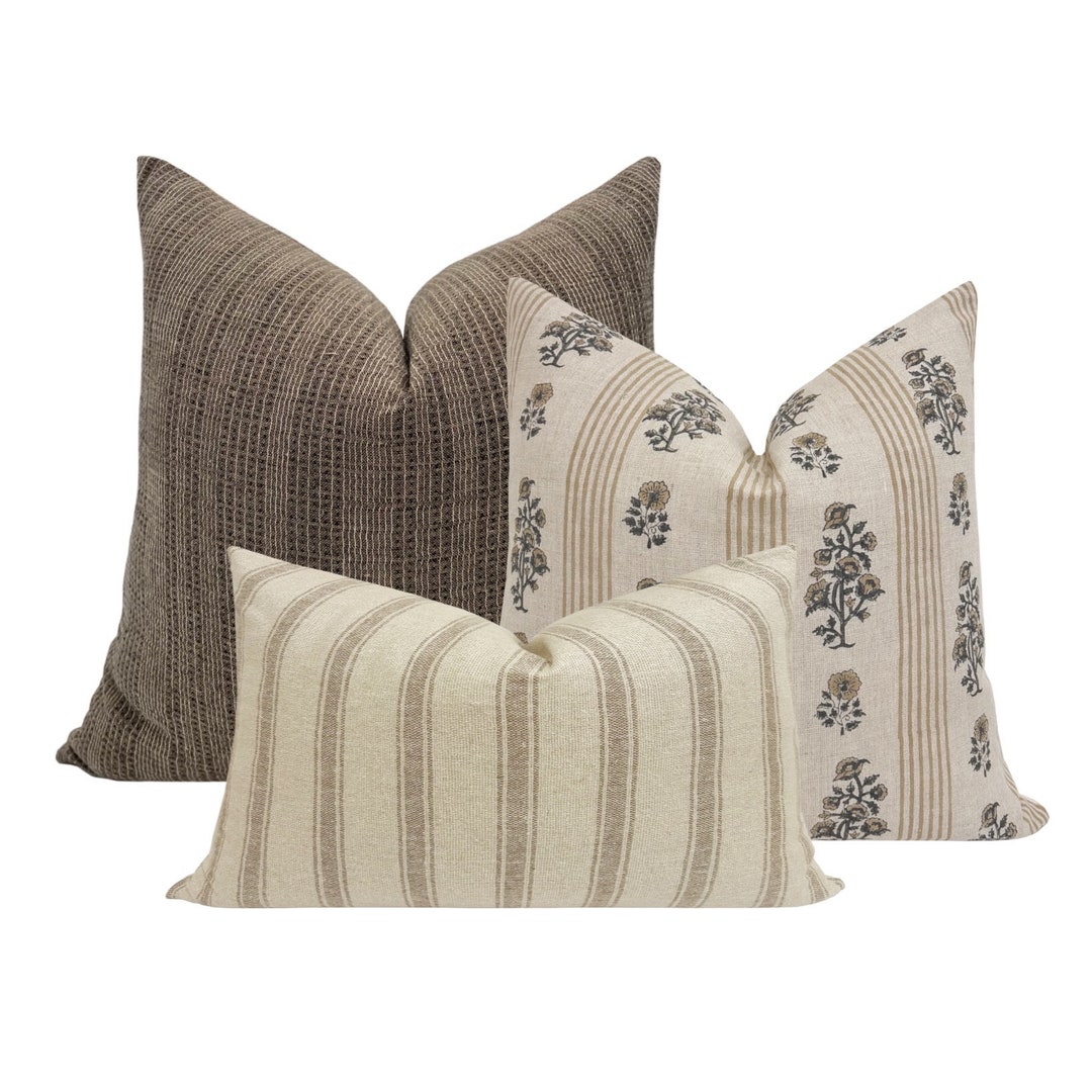 PILLOW COMBO || Set of Three Designer Pillow Covers, Neutral Combo ...