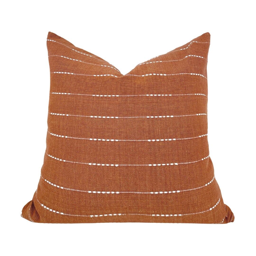 BERKLEY RUST || Rust Woven Striped Pillow Cover, Handwoven Earthy Rust ...