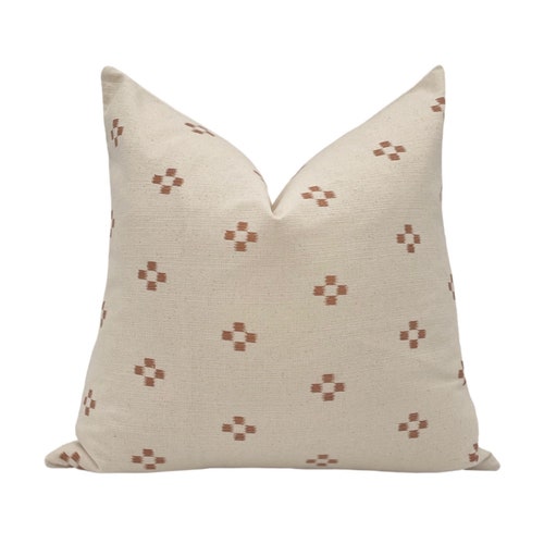 AUDREY RUST Rust With Cream Squares Pillow Cover Modern - Etsy