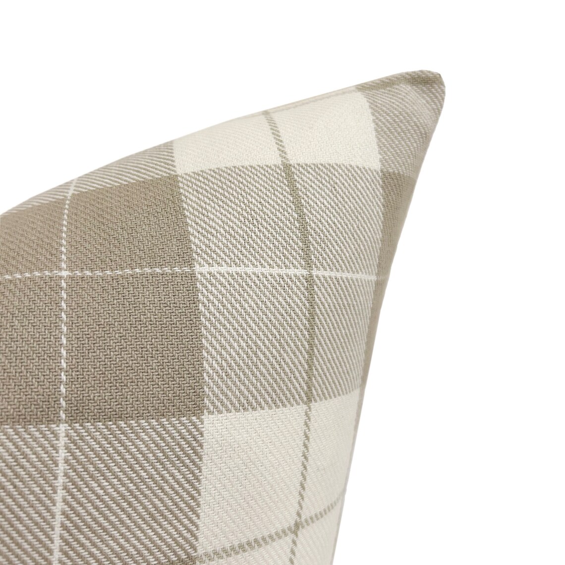 NATE || Neutral Windowpane Pillow Cover, Designer Pillow, Tan and White ...