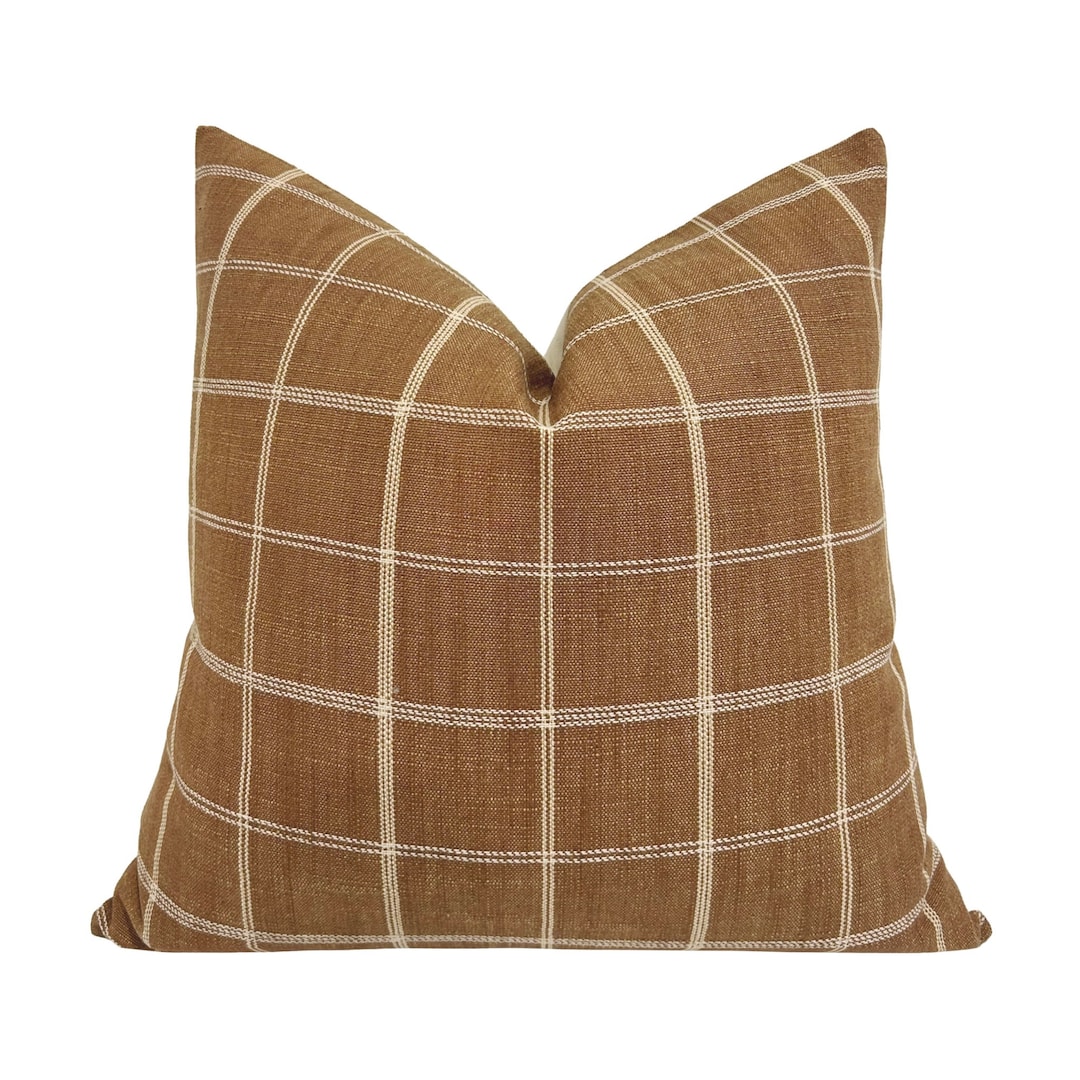 JUDE || Warm Brown Striped Pillow Cover, Designer Pillow, Textured ...