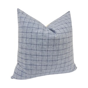 EMMETT || Blue Checkered Pillow Cover, Blue Striped Pillow, Farmhouse ...