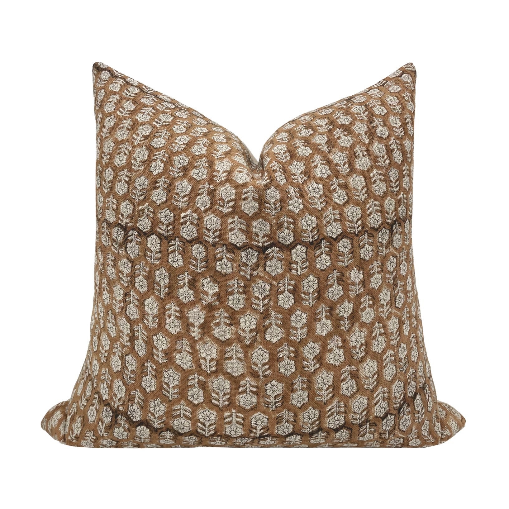 PILLOW COMBO || Set of Three Designer Pillow Covers, Brown Linen Floral ...
