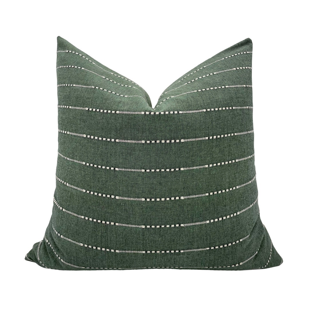 BERKLEY GREEN || Green With White Stripes Pillow Cover, Vintage Green ...
