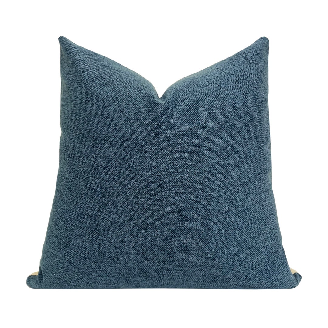 JACQUELINE || Blue Textured Pillow Cover, Blue Pillow Cover, Solid ...