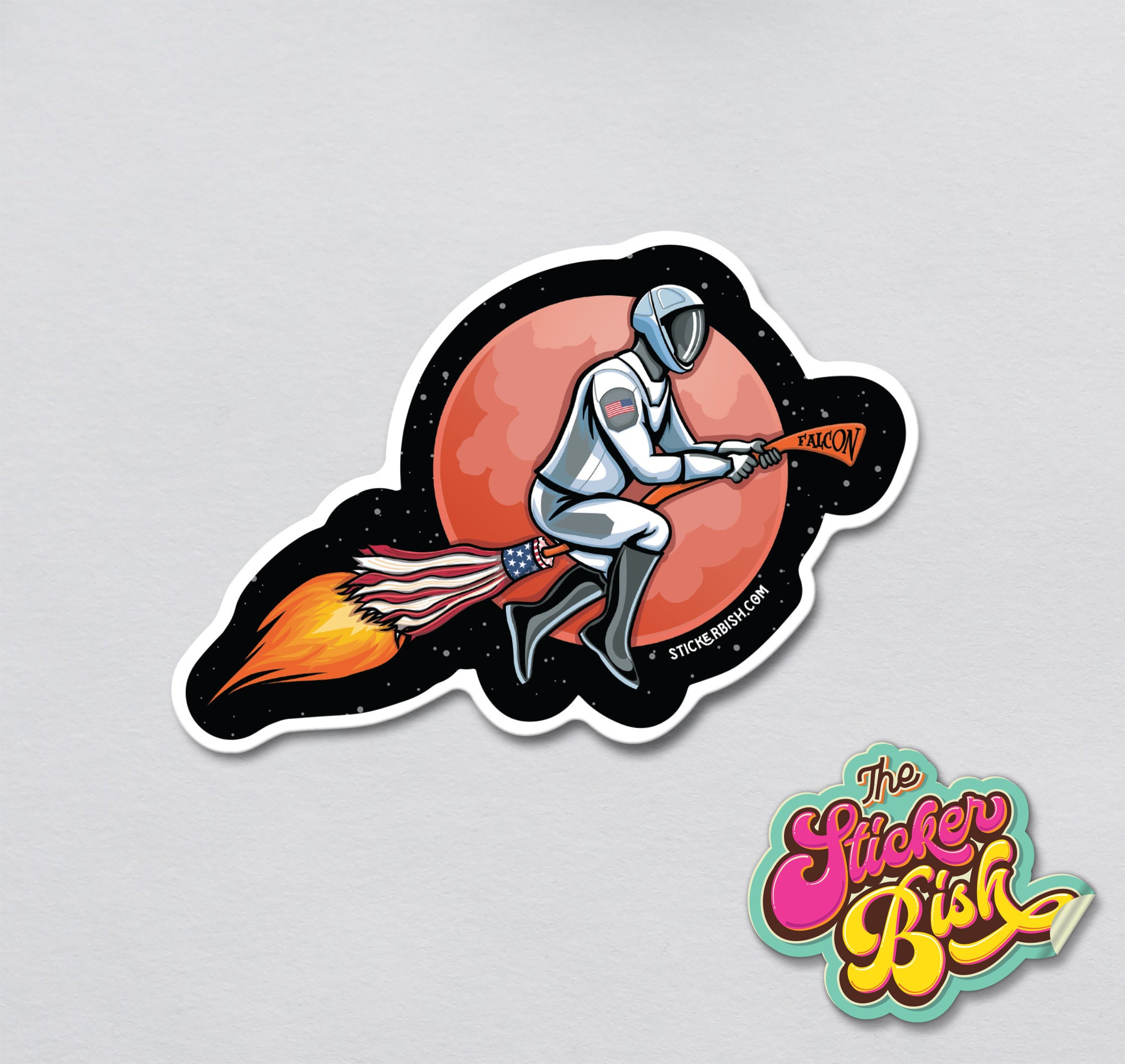 Broomstick Astronaut - Mars Version - Durable Laminated Vinyl Sticker ...