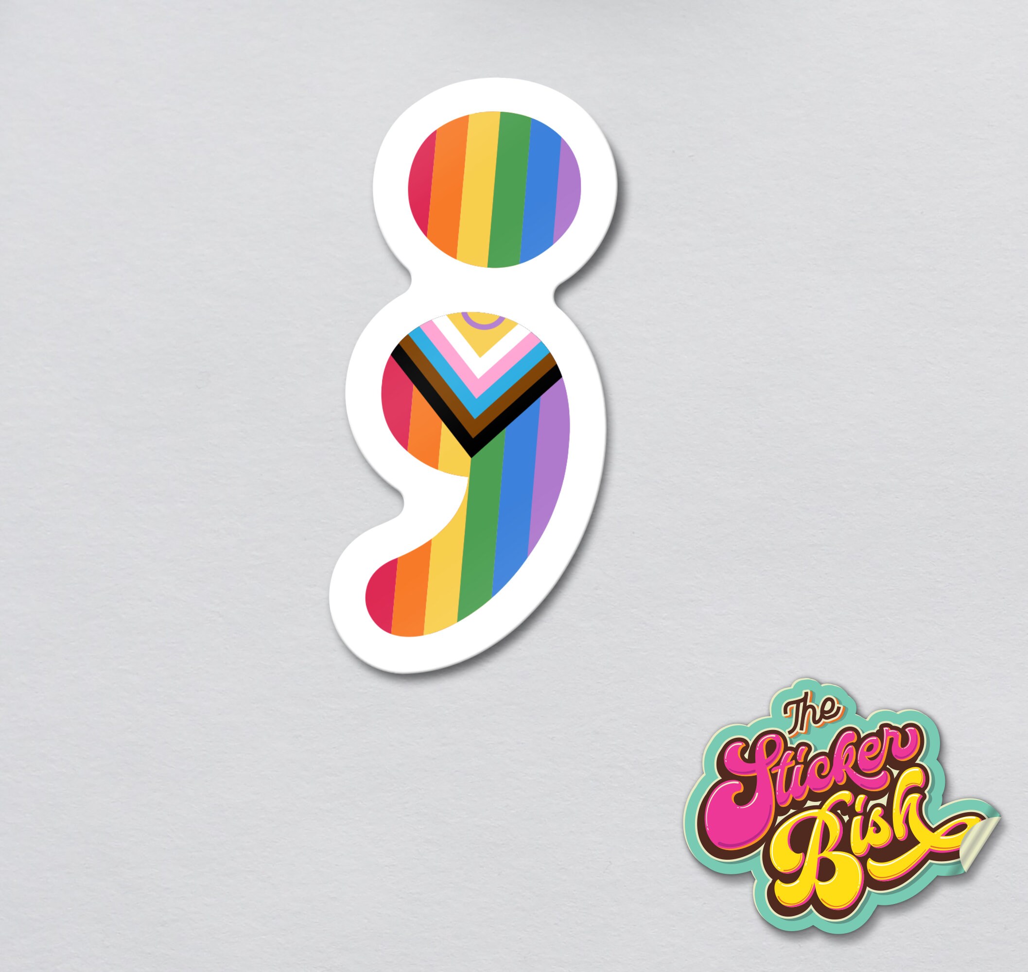 Progress Pride Flag Semicolon LGBTQIA Mental Health Symbol Laminated ...