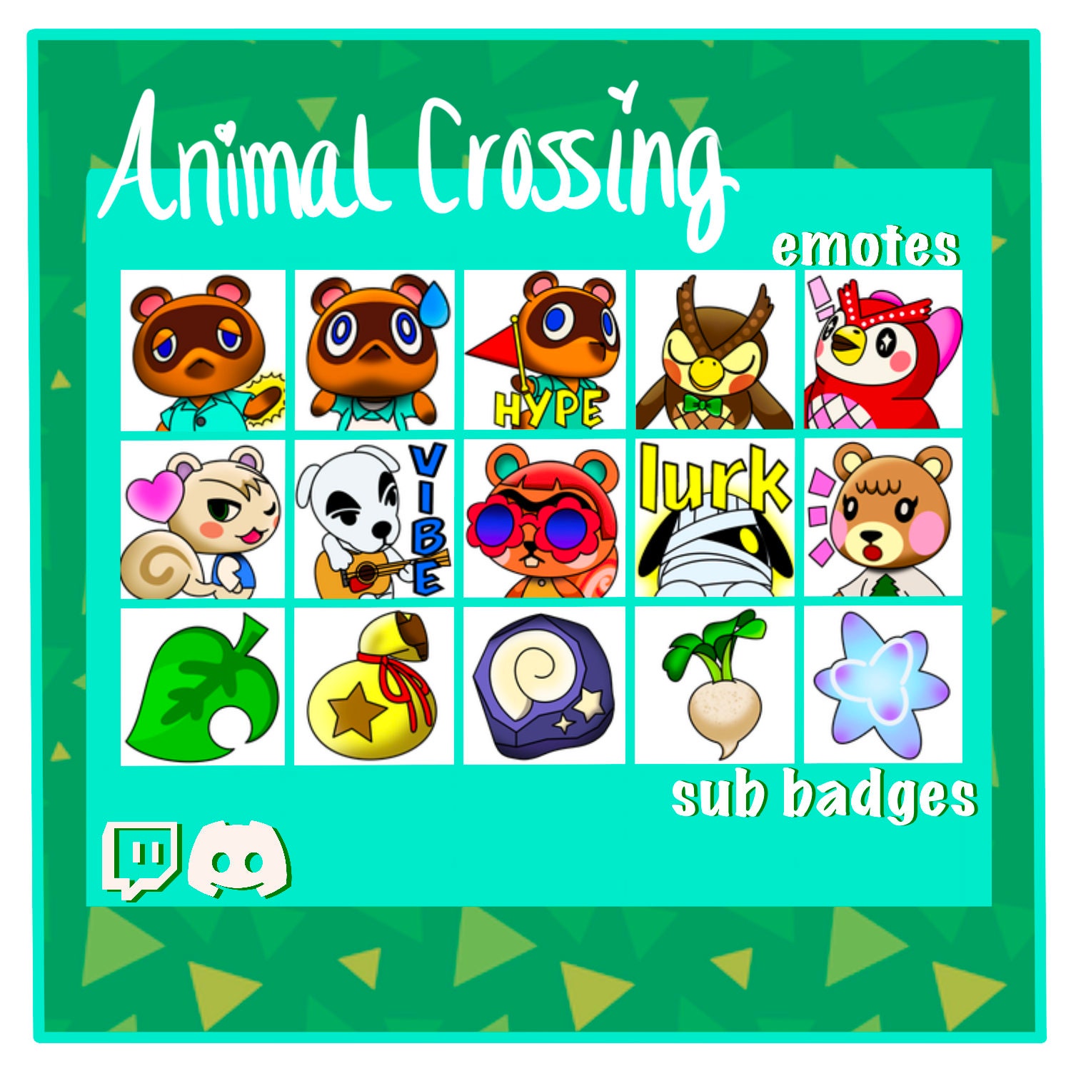 Animal Crossing Emote and Sub Badge Pack - Etsy