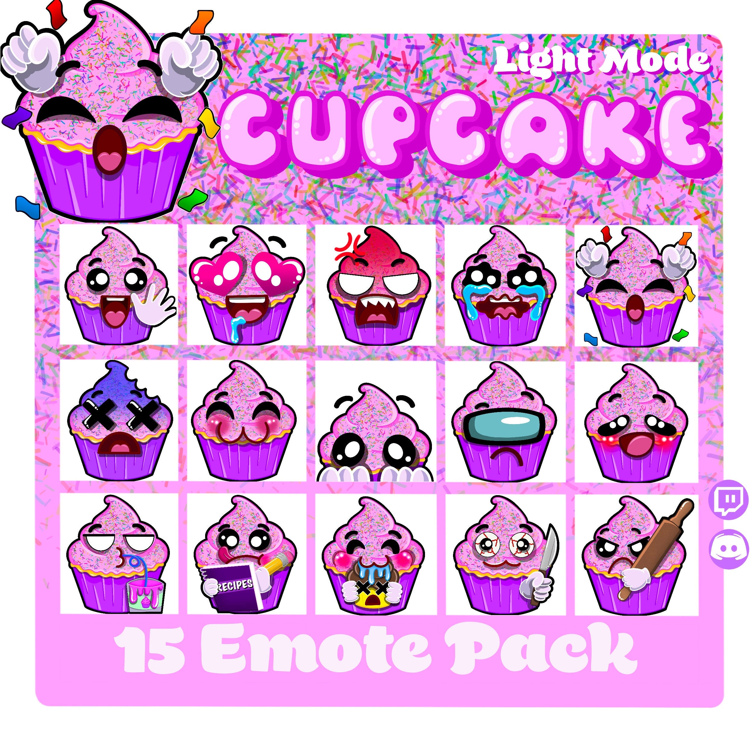 Cupcake Twitch and Discord Emotes! - Etsy