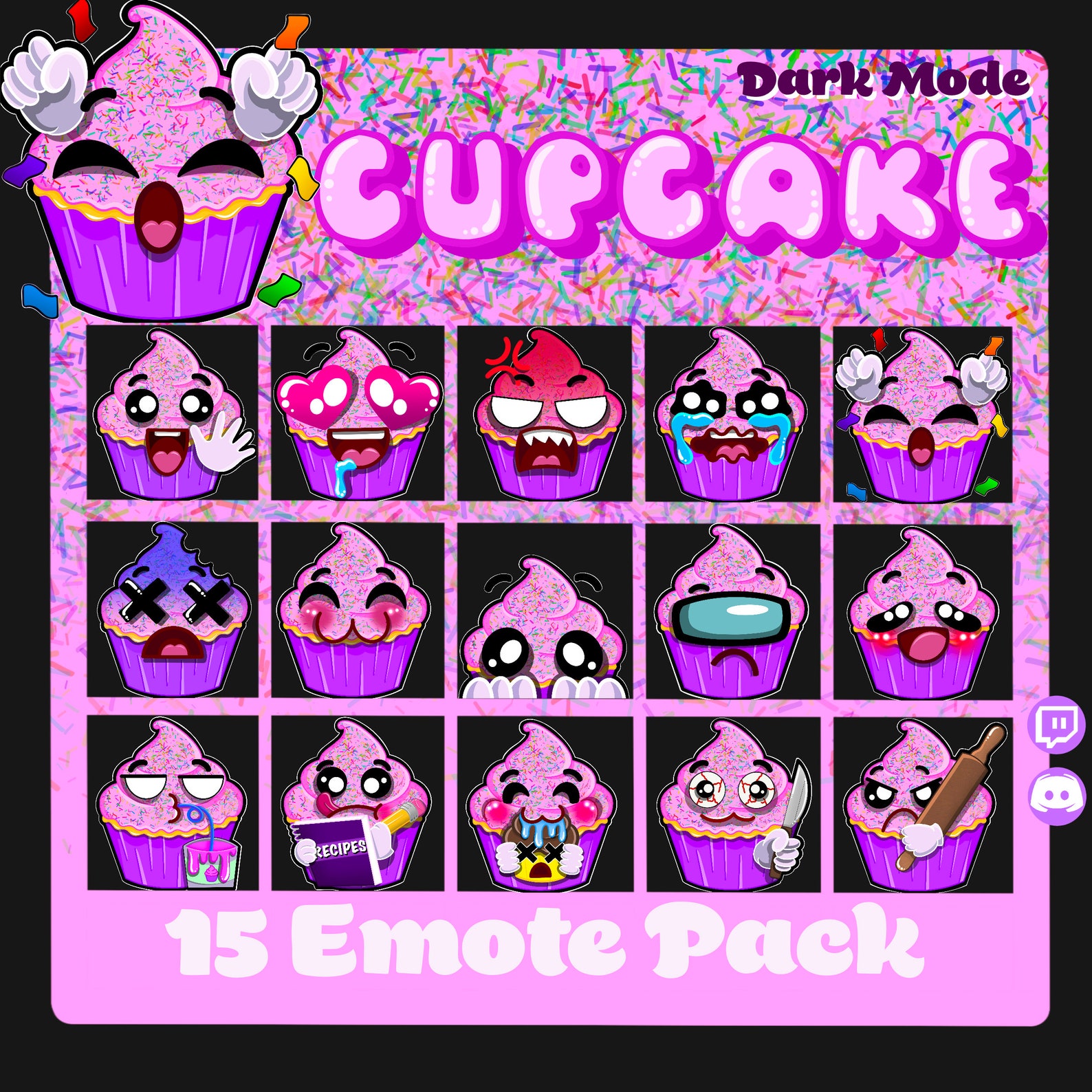 Cupcake Twitch and Discord Emotes! - Etsy