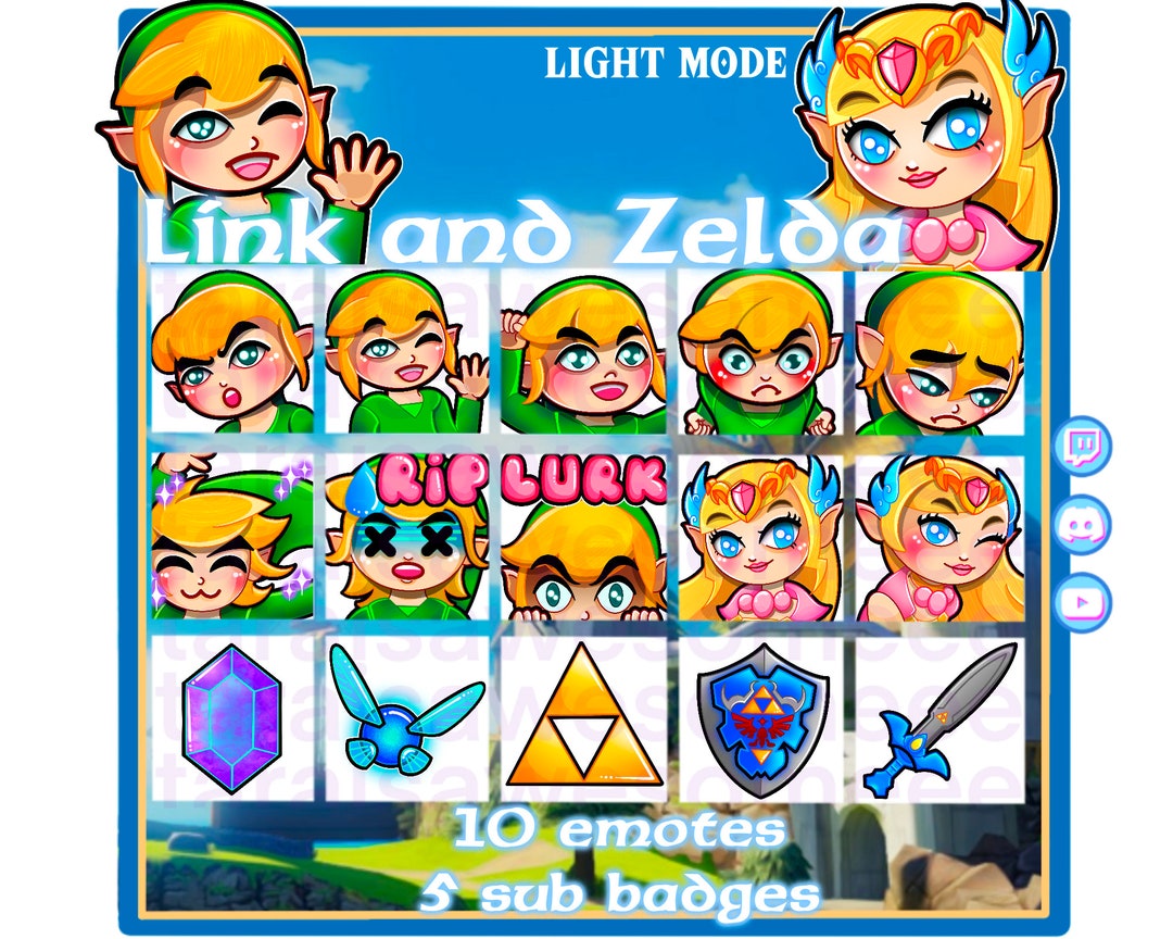 Link and Zelda Emote and Sub Badge Pack - Etsy