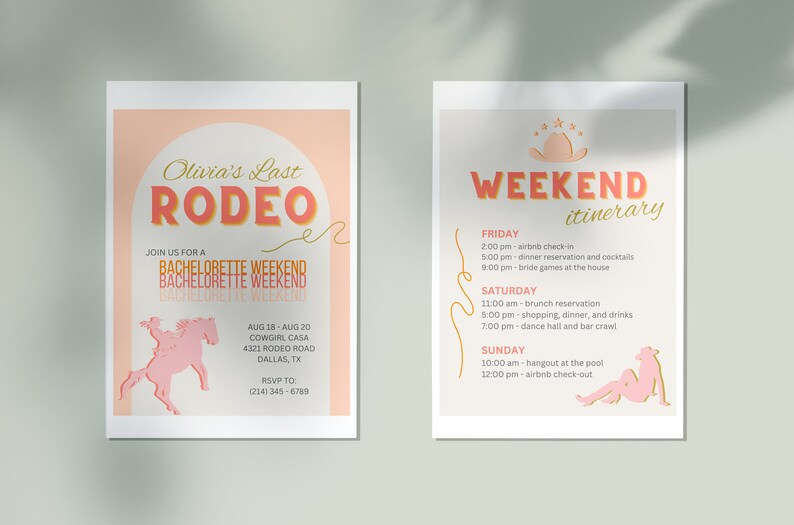 Last Rodeo Cowgirl Bachelorette Party Invitation, Invitation Canva ...