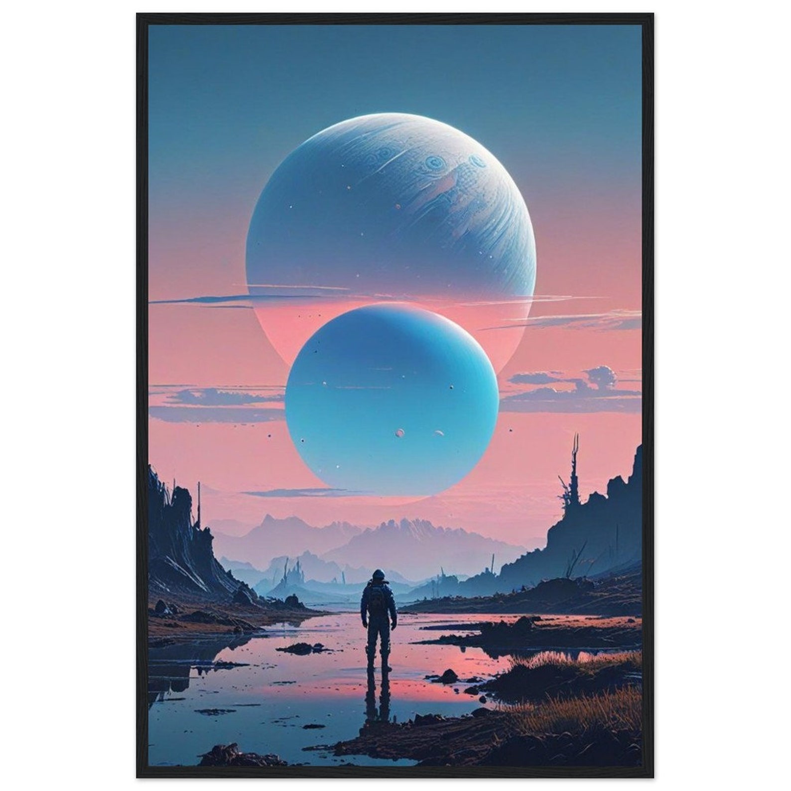 Dual Planets Classic Matte Paper Wooden Framed Poster - Etsy