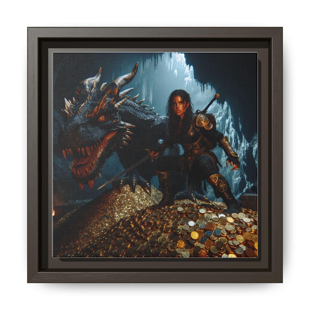 Lieutenant of the Dragonguard Framed Matte Canvas AI Art Print ...