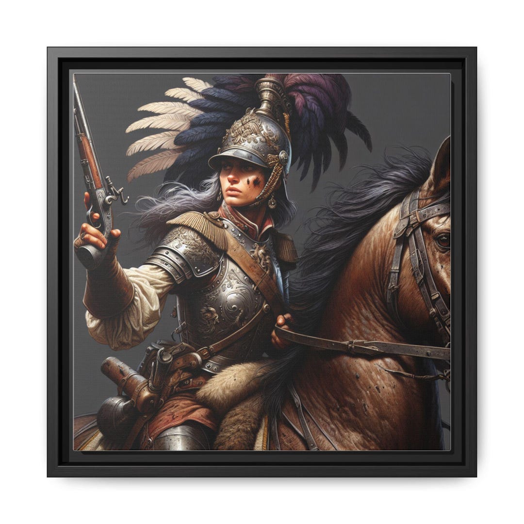 Napoleonic Dragoon With Pistol Framed Matte Canvas AI Art Print ...