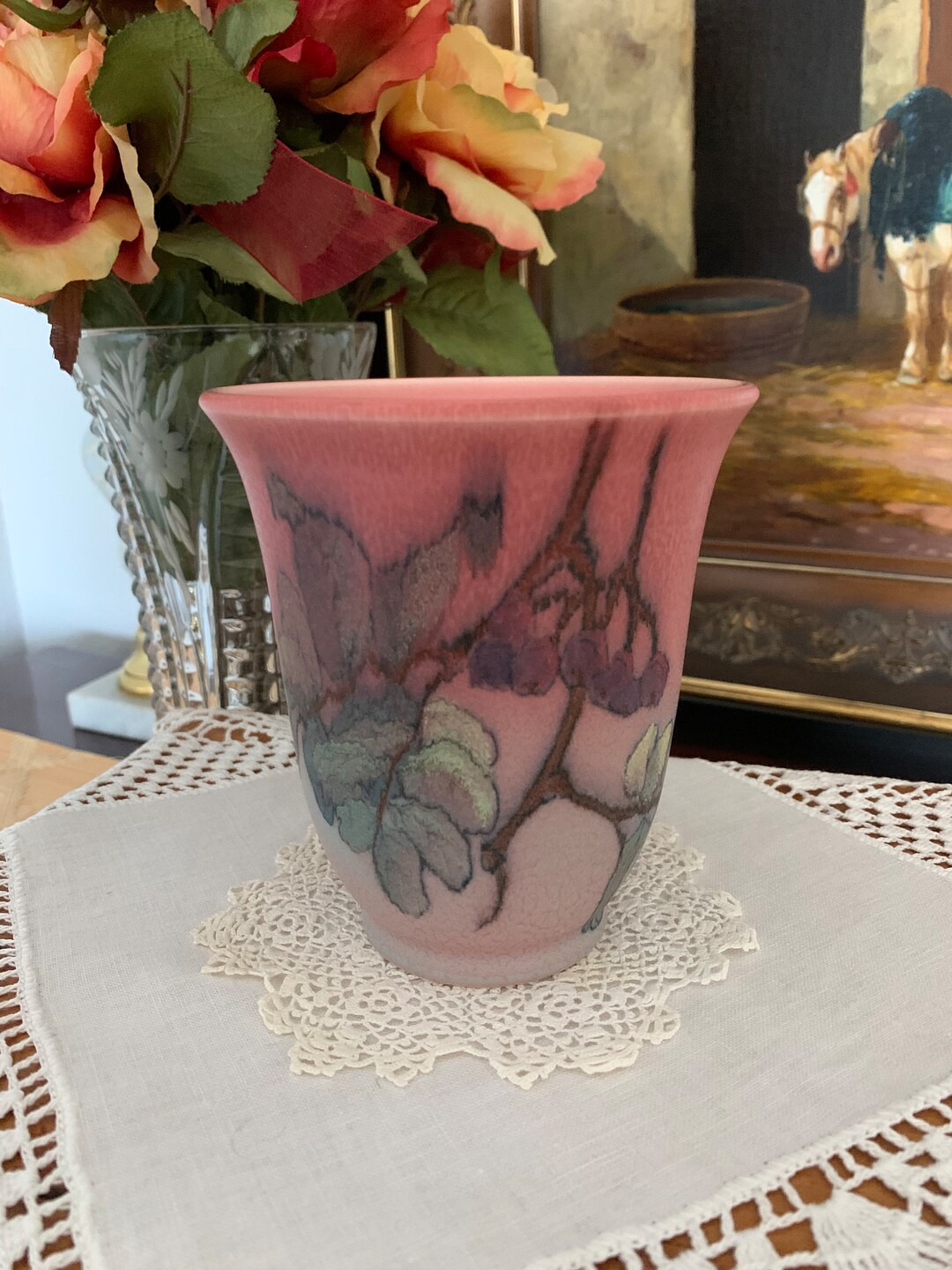 Exceptional Rookwood Pottery Mat Glaze Leaf and Berry Vine Vase Shape ...