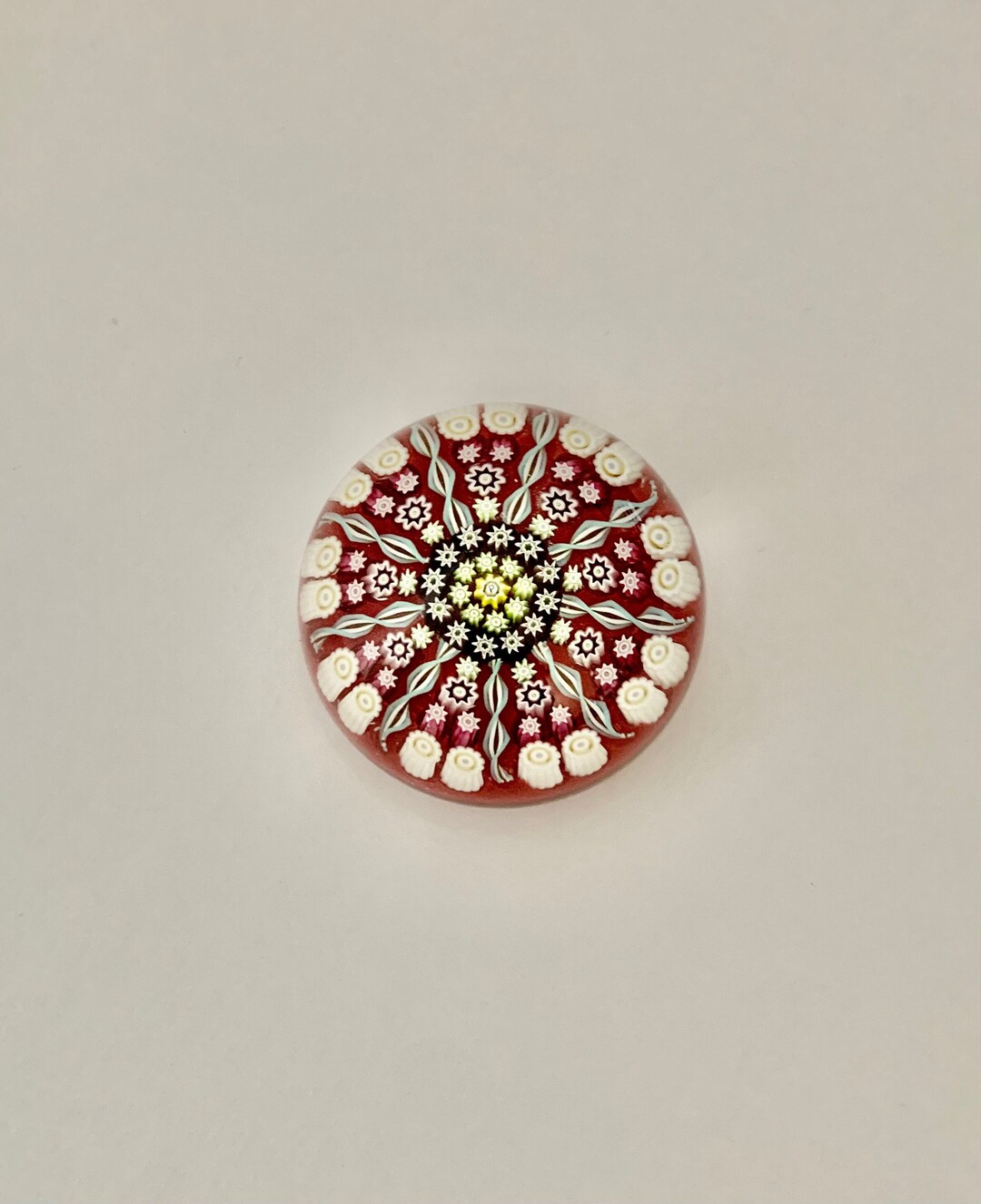 Perthshire Paperweights Millefiori Glass Paperweight on Rosy Red Ground ...