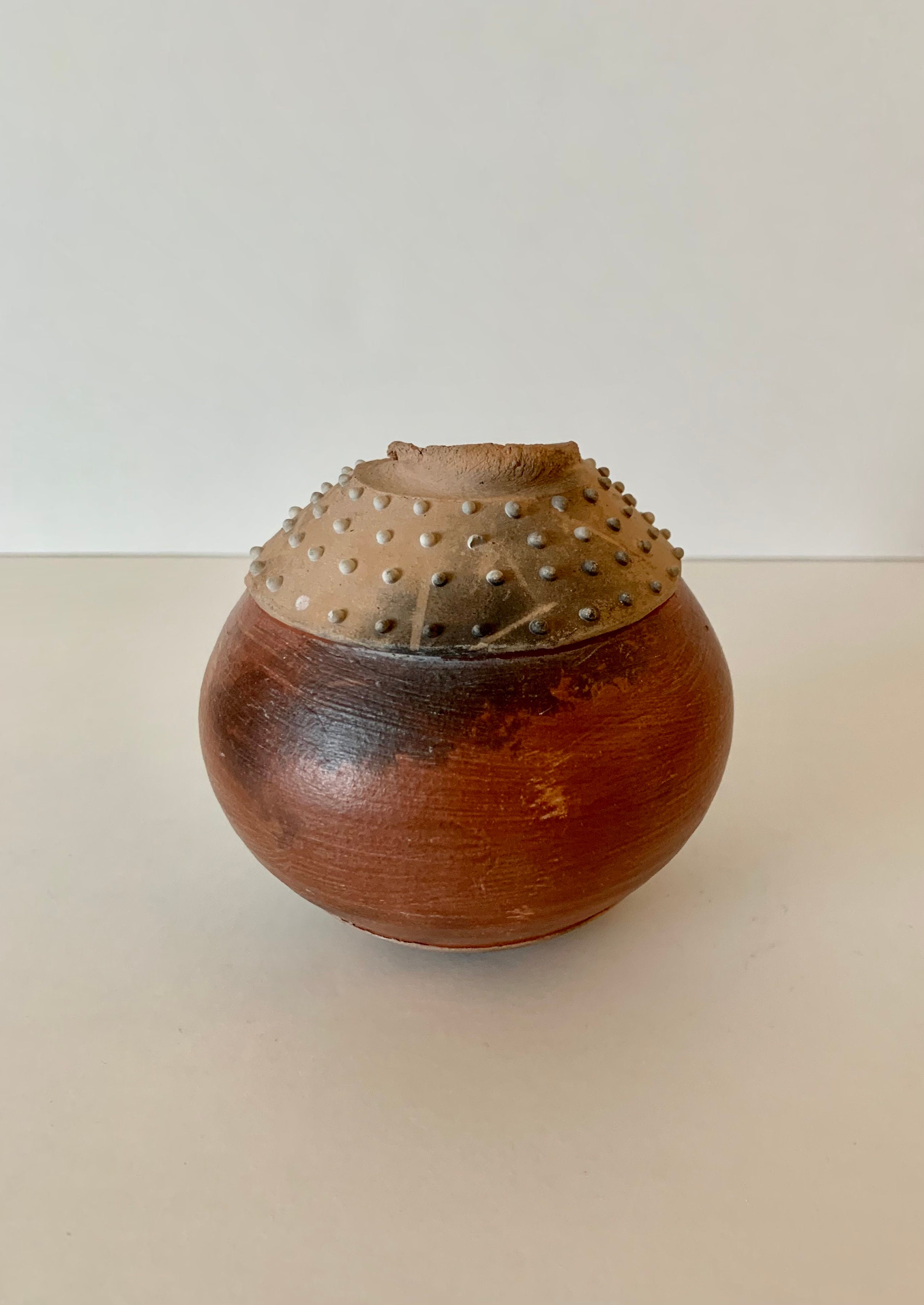 Vintage Jeri Burdick Art Pottery ‘pod’ Vase Organic Red Globe Form Wood ...