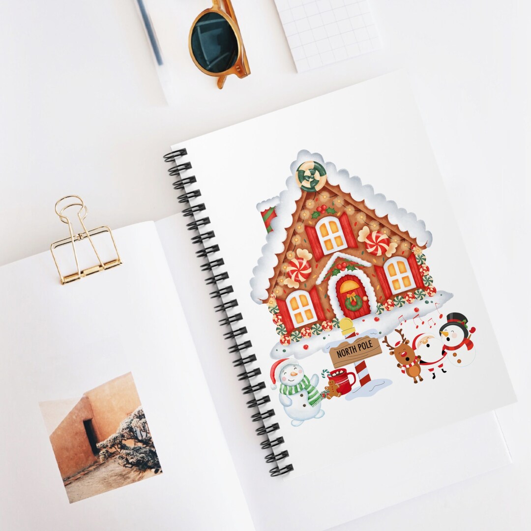 Merry Christmas Gingerbread House Spiral Notebook Ruled Line - Etsy
