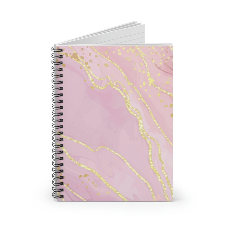 Pink and Gold Marble Spiral Notebook - Ruled Line - Etsy