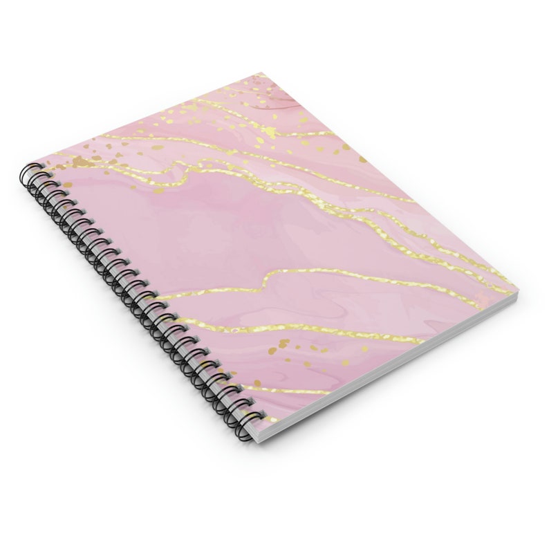 Pink and Gold Marble Spiral Notebook - Ruled Line - Etsy