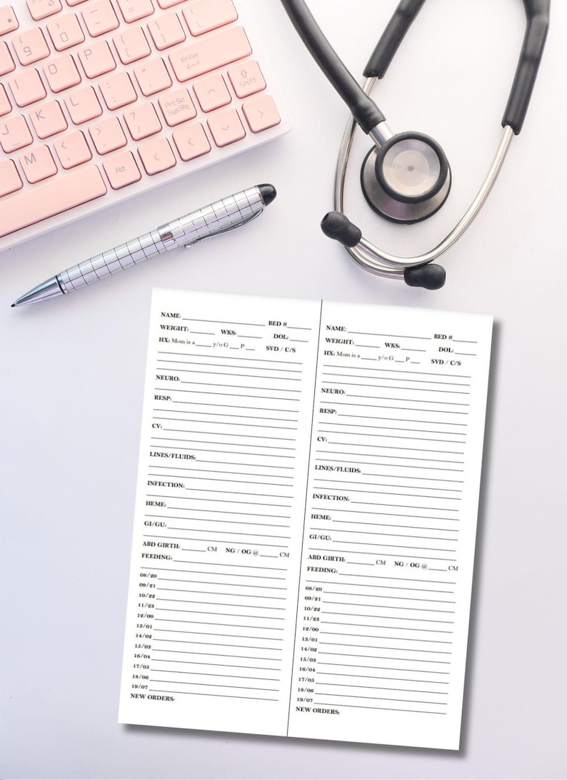 NICU Nurse Report Sheet - Printable Download - Etsy