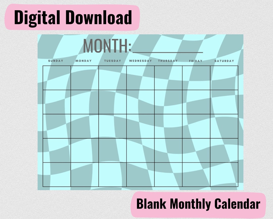 BLANK Calendar Template Retro Checker Calendar Printable - Etsy