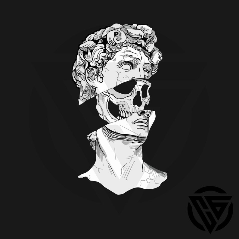 David Statue Skull Svg, David Portrait Svg, David Wall Decor Svg, Greek ...