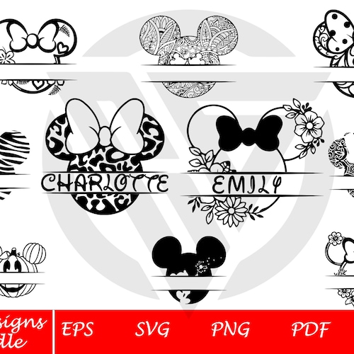 Minnie Head Monogram Wreath Bundle Svg Mickey Mouse Monogram - Etsy