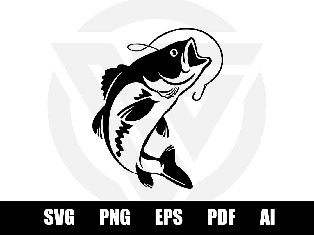 Fish Hook Svg, Bass Fish Logo Car Decal, Fishing Decal Svg Cricut File ...