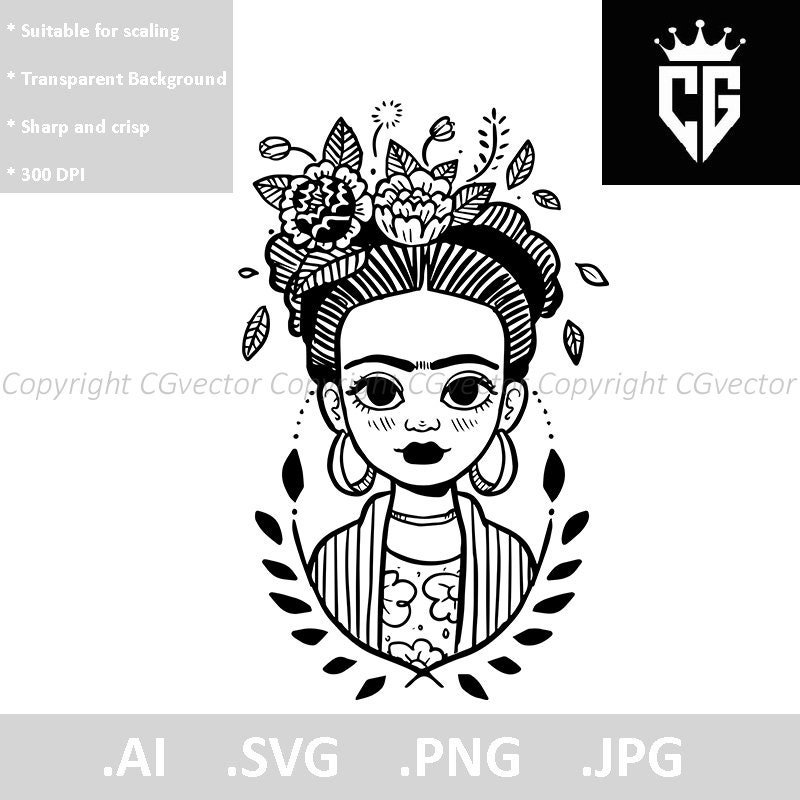 Frida Kahlo Ilustración Pegatina Bandanna Tarjeta de regalo - Etsy México