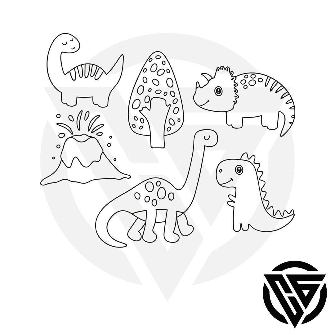 Dinosaur SVG Bundle, Cute Doodle Dinosaur Svg Bundle, Cute Baby Dino ...