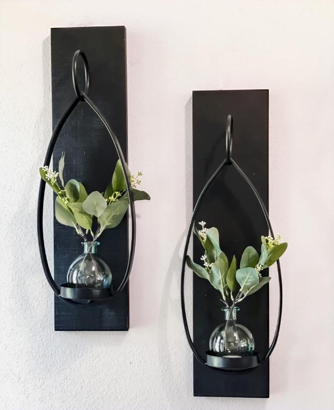 Farmhouse Sconces, Black Wall Sconce, Farm Wall Decor, Wood Sconce With ...