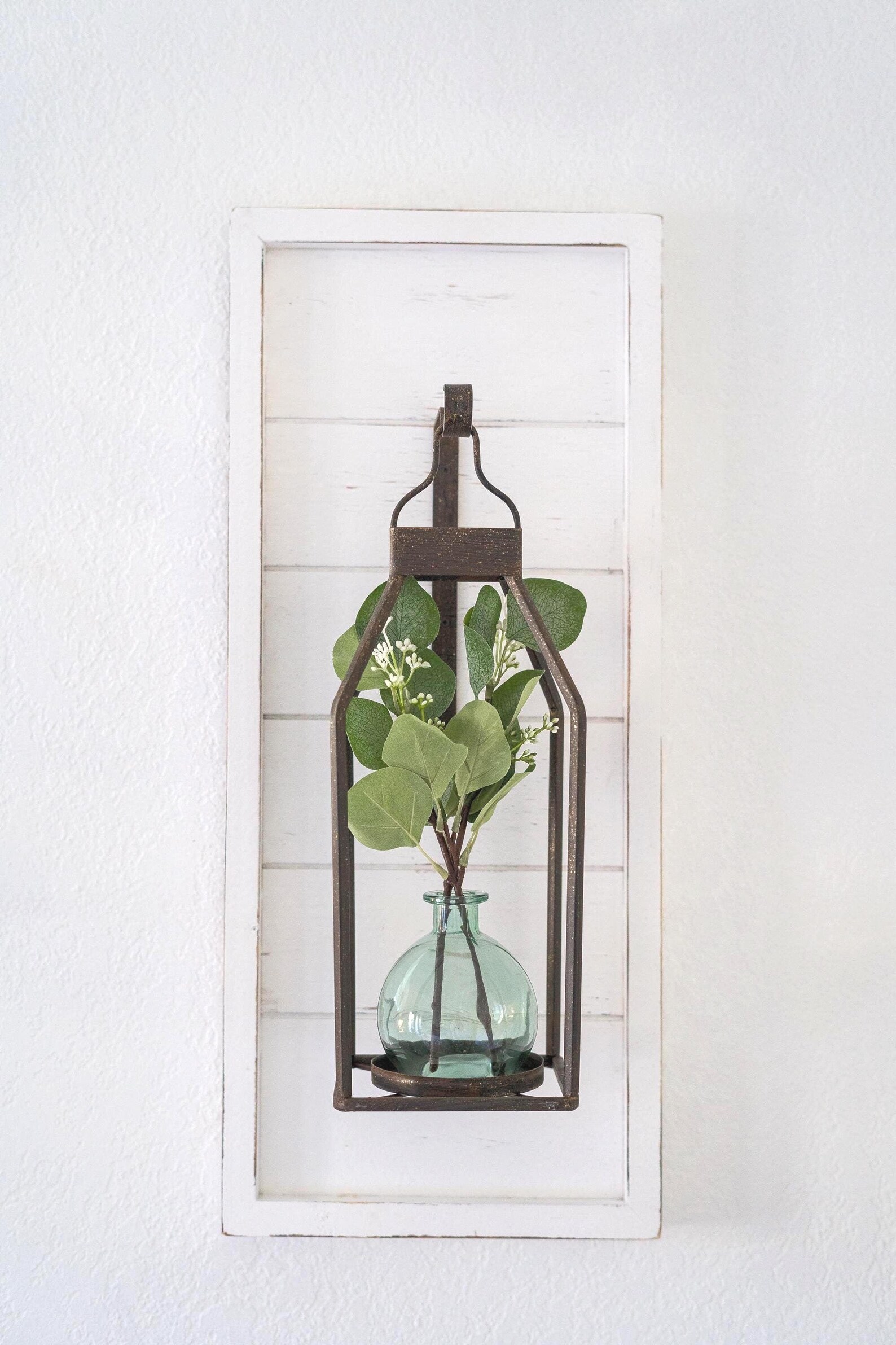 White Farmhouse Sconces, Glass Vase, Farmhouse Wall Decor, White ...
