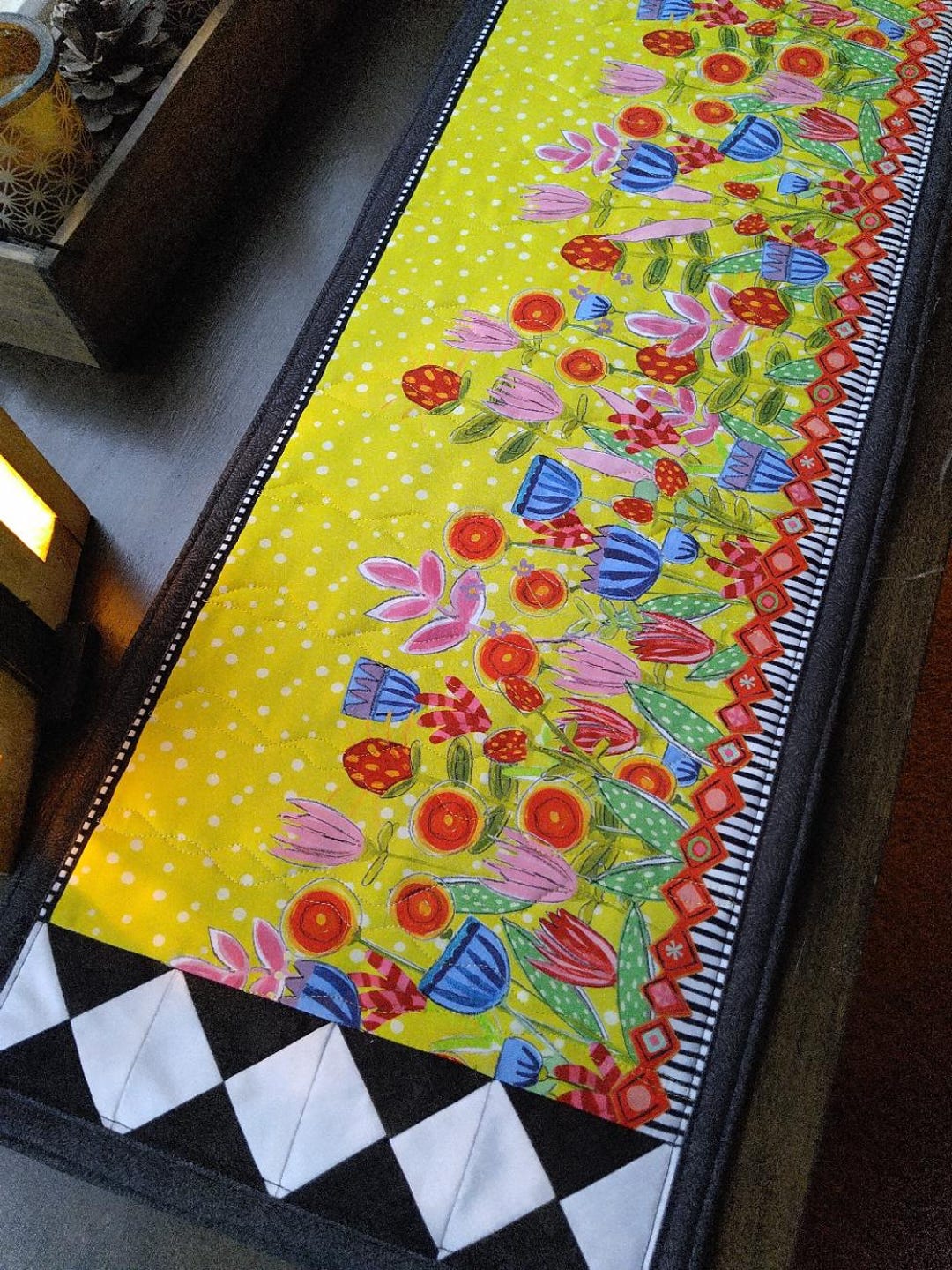 Whimsical Spring Quilted Table Runner - Floral, Handmade, Whimsy ...