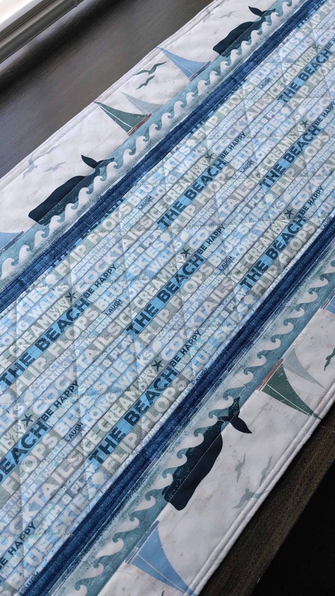 Nautical Handmade Quilted Table Runner - Summer, Coastal, Beach, Blue ...