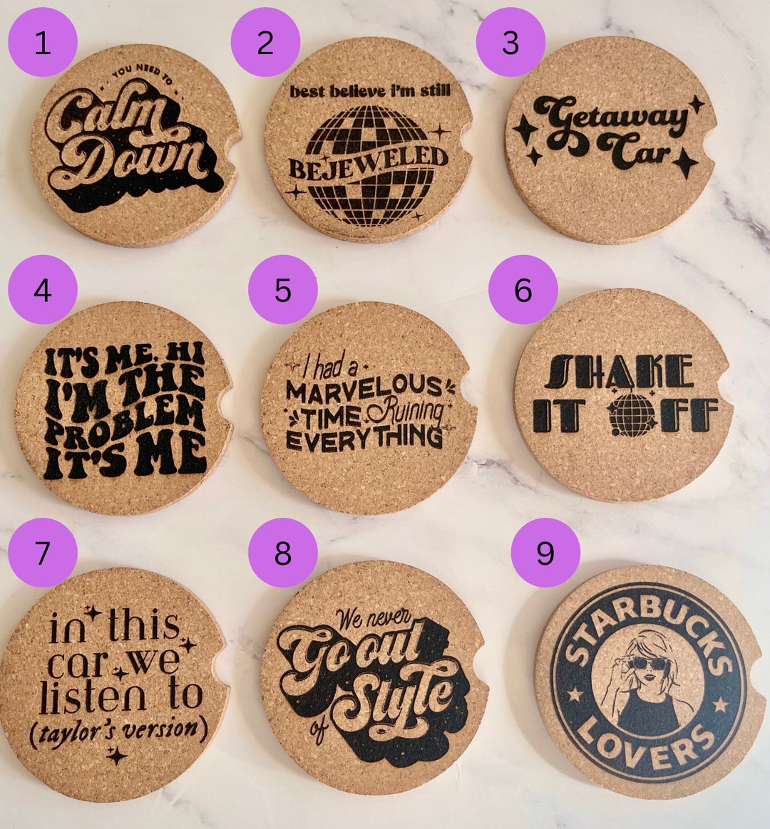 Set of 2 Car Coasters / Taylor Swift Inspired Car Coasters / Taylor ...