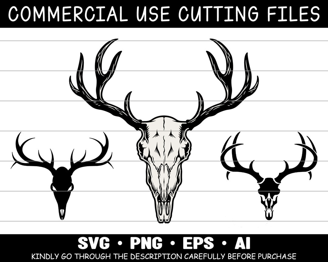 Elk Skull Svg. Vector Clipart, INSTANT DIGITAL DOWNLOAD, Elk Wapiti ...