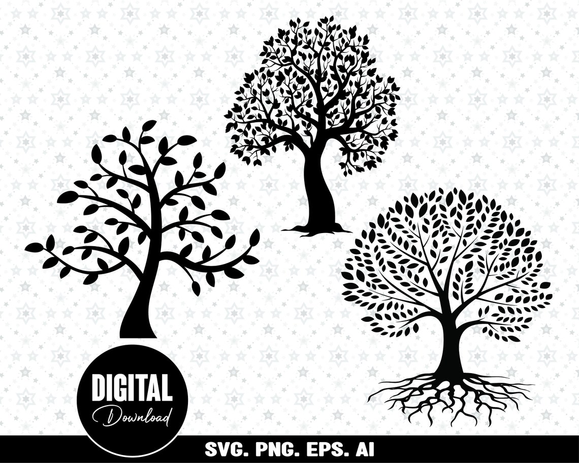 Leafy Tree Svg, Tree of Life Svg, Botanic Svg, Family Tree Svg, Trees ...