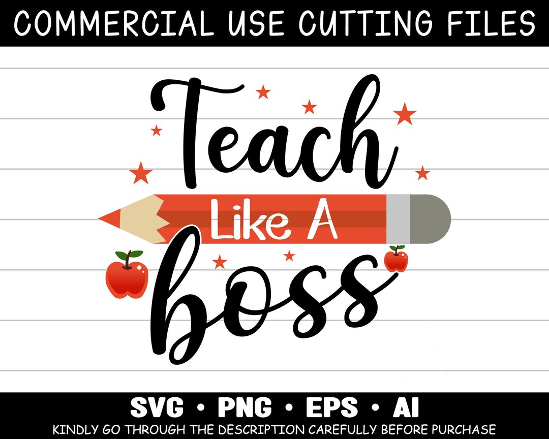 Teach Like a Boss SVG, Best Teacher Svg, Teacher Quotes Svg, Funny ...