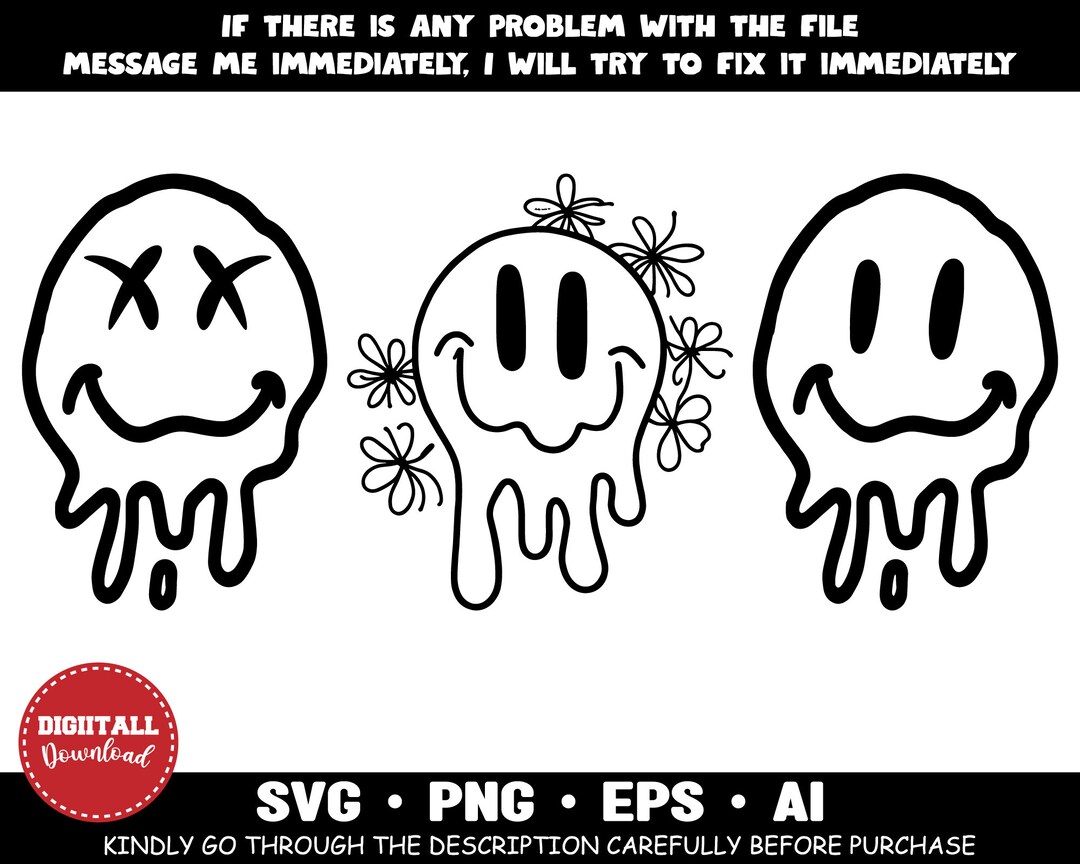 Dripping Smiley Face Svg , Happy Face Svg, Emoji Shirt Svg, Smiley Svg ...