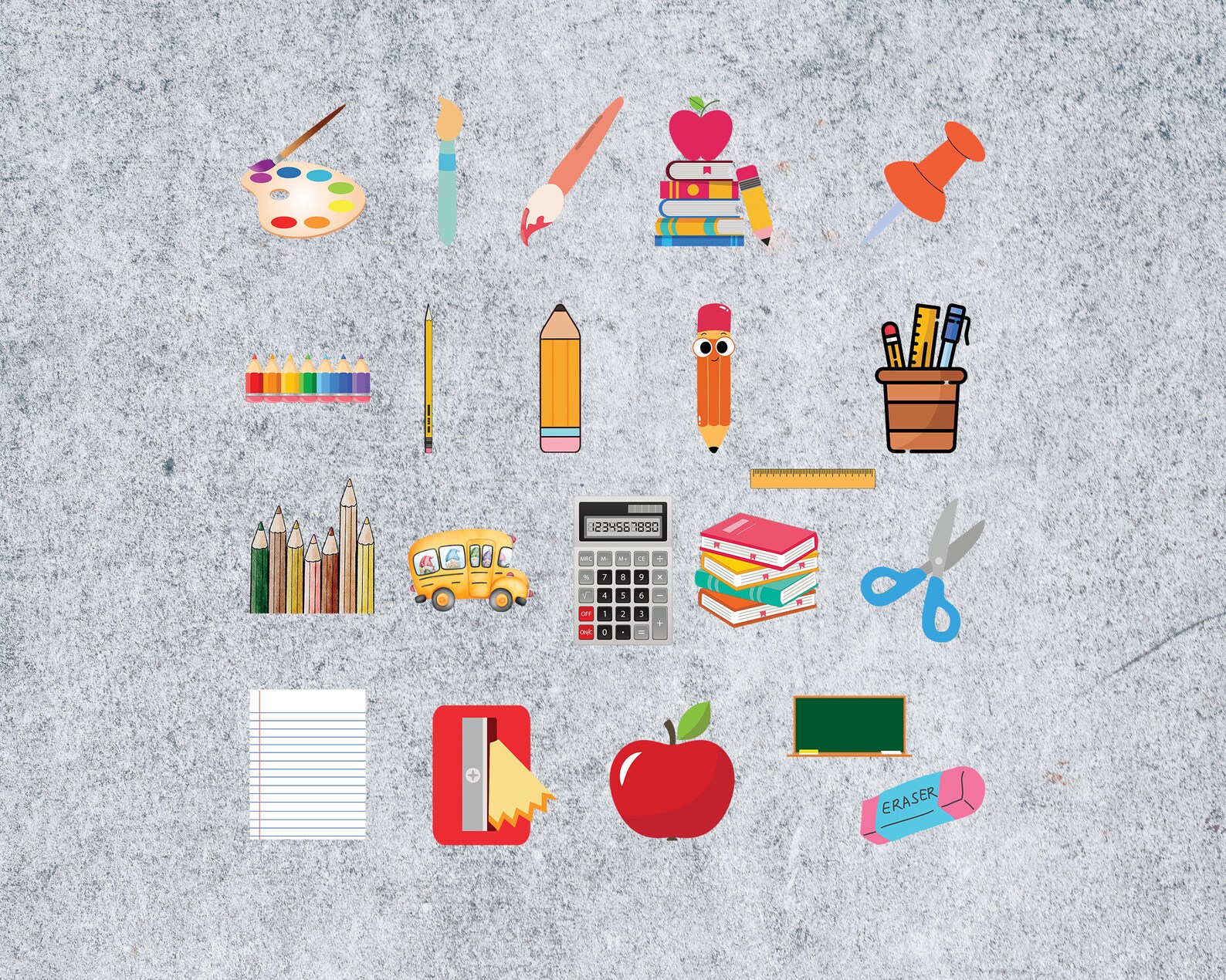 School Clipart Set, School Supplies Clipart Set, Stationery, Back to ...